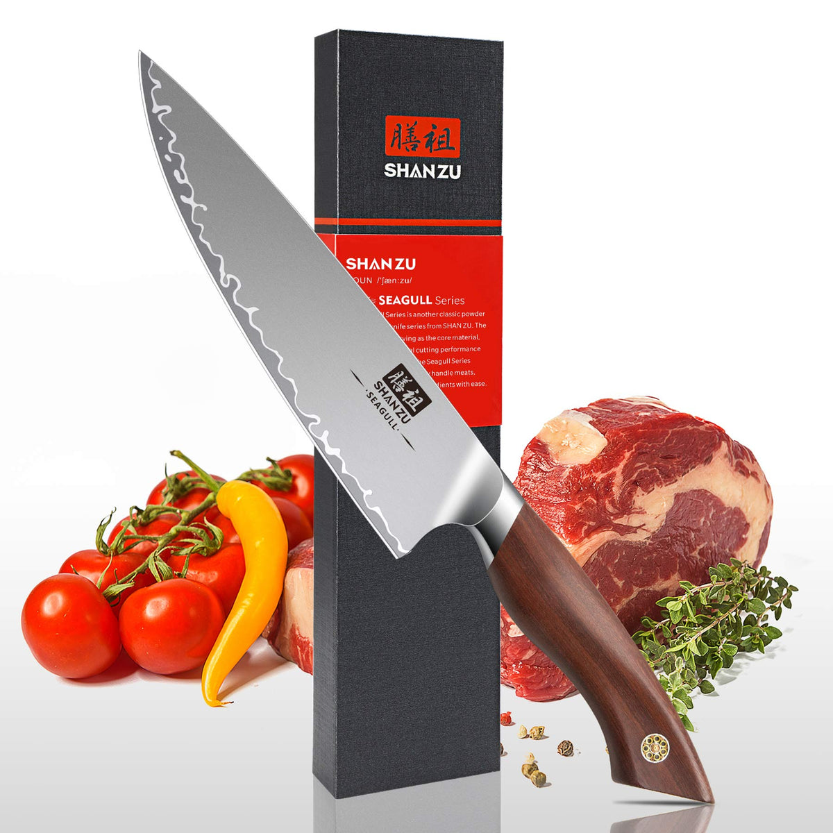 SHAN ZU Seagull 8" American S35VN Kitchen Cooking Chef's Knife | 5 ...